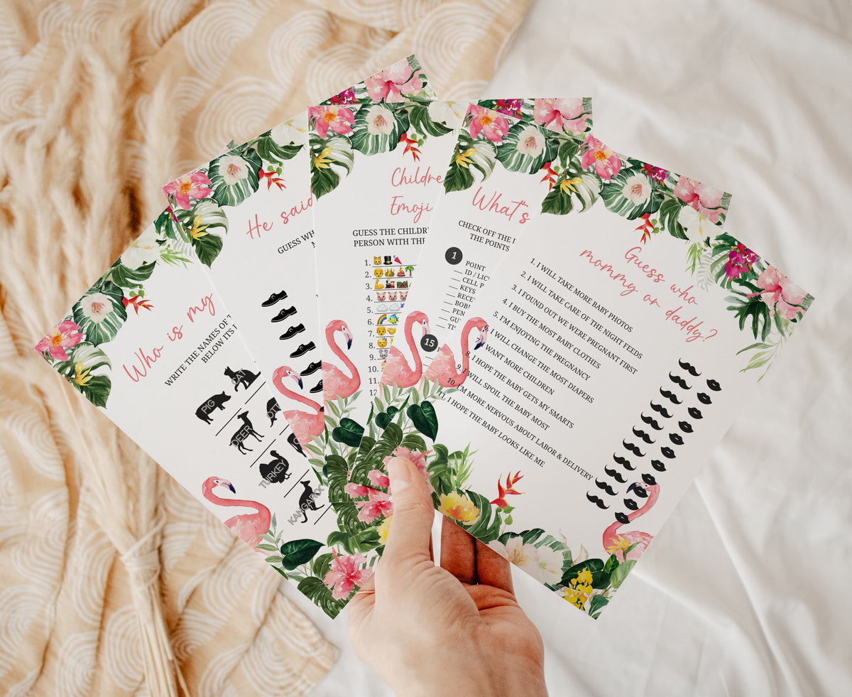 Editable Let’s Flamingle Baby Shower Games Bundle – Cuddle Palette