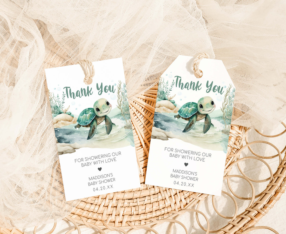 Editable Sea Turtle Baby Shower Favor Tag – Cuddle Palette