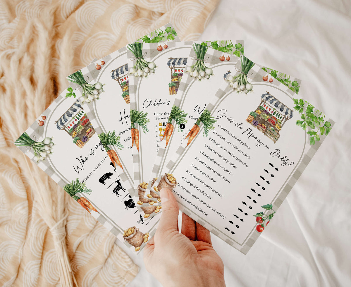 Editable Farmers Market Baby Shower Games Bundle – Cuddle Palette