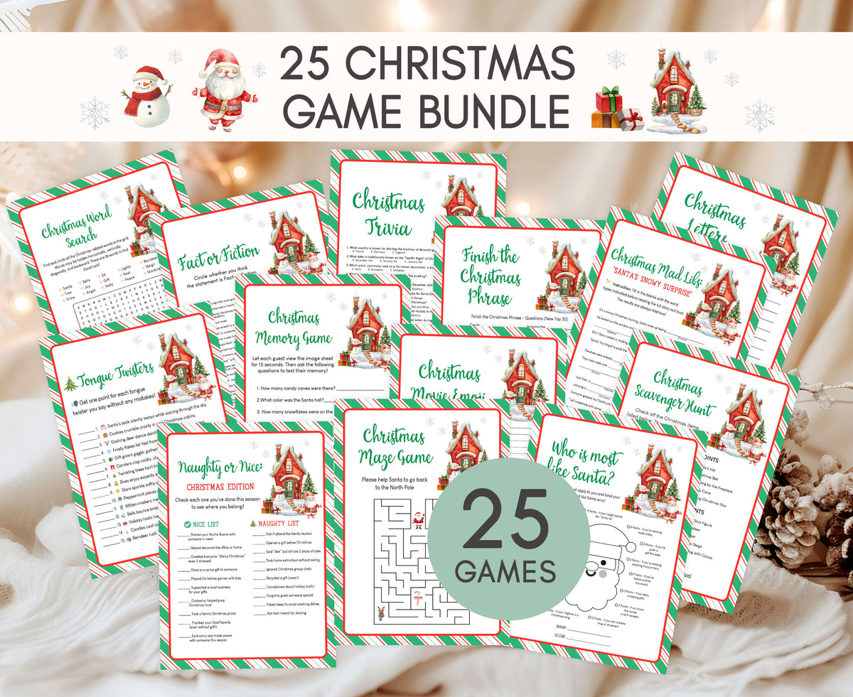 Christmas Party Games Printable Bundle | Christmas Eve Game Pack ...