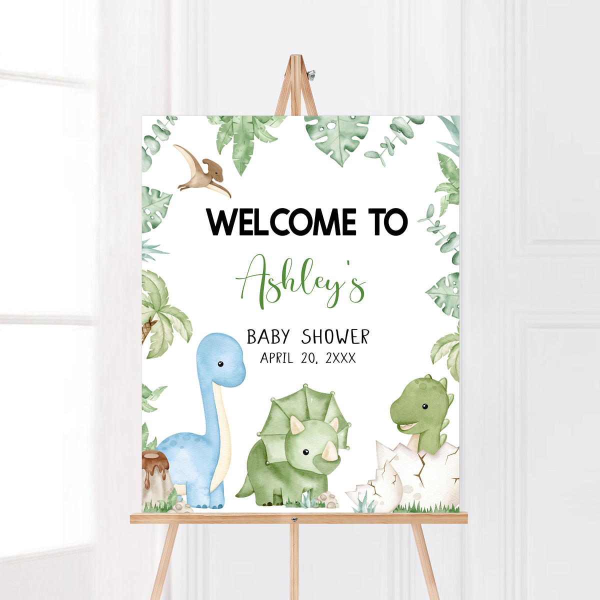 Editable Dinosaur Baby Shower Welcome Sign – Cuddle Palette