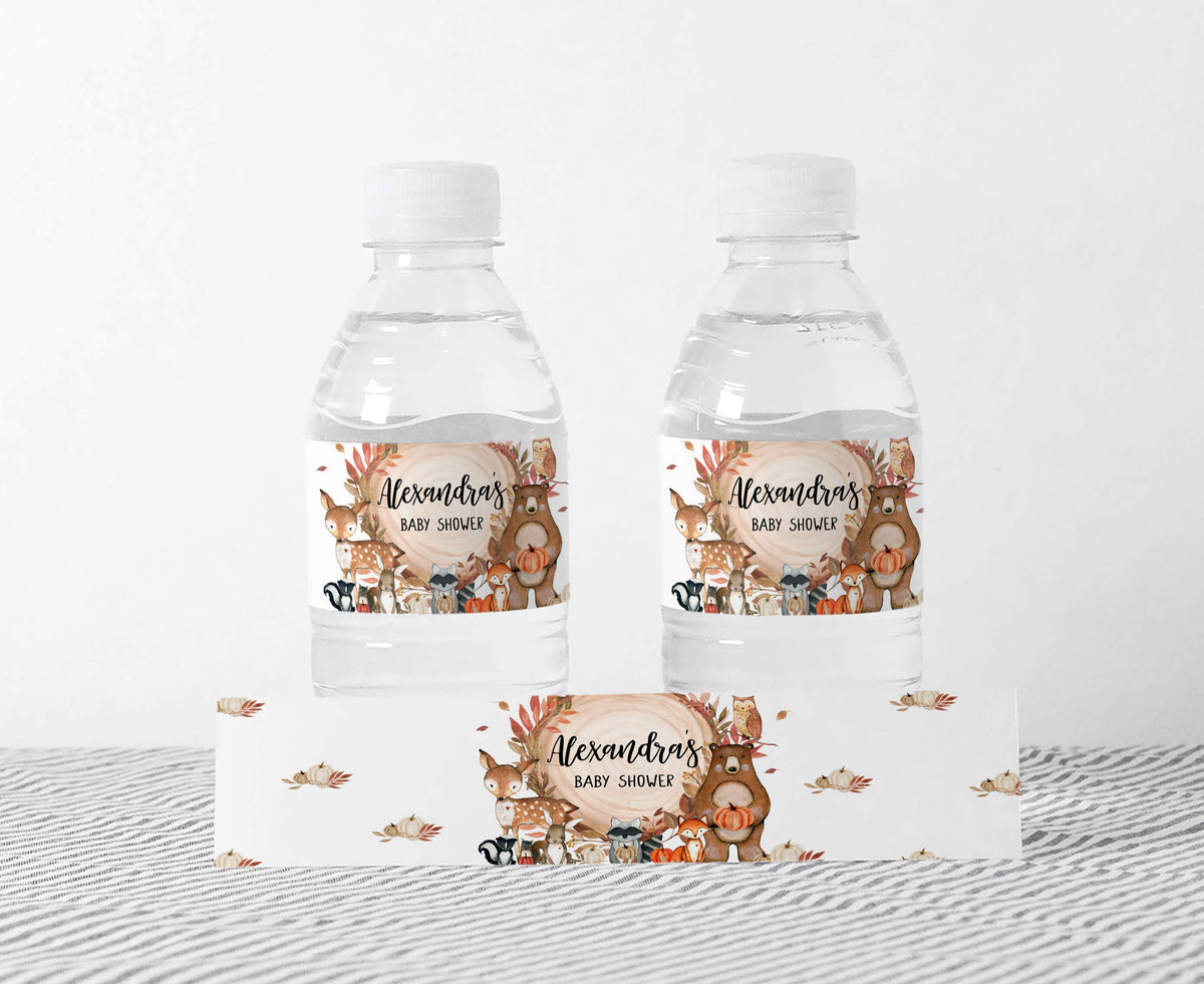 Editable Fall Woodland Baby Shower Bottle Label – Cuddle Palette Editable Fall Woodland Baby Shower Bottle Label – Cuddle Palette