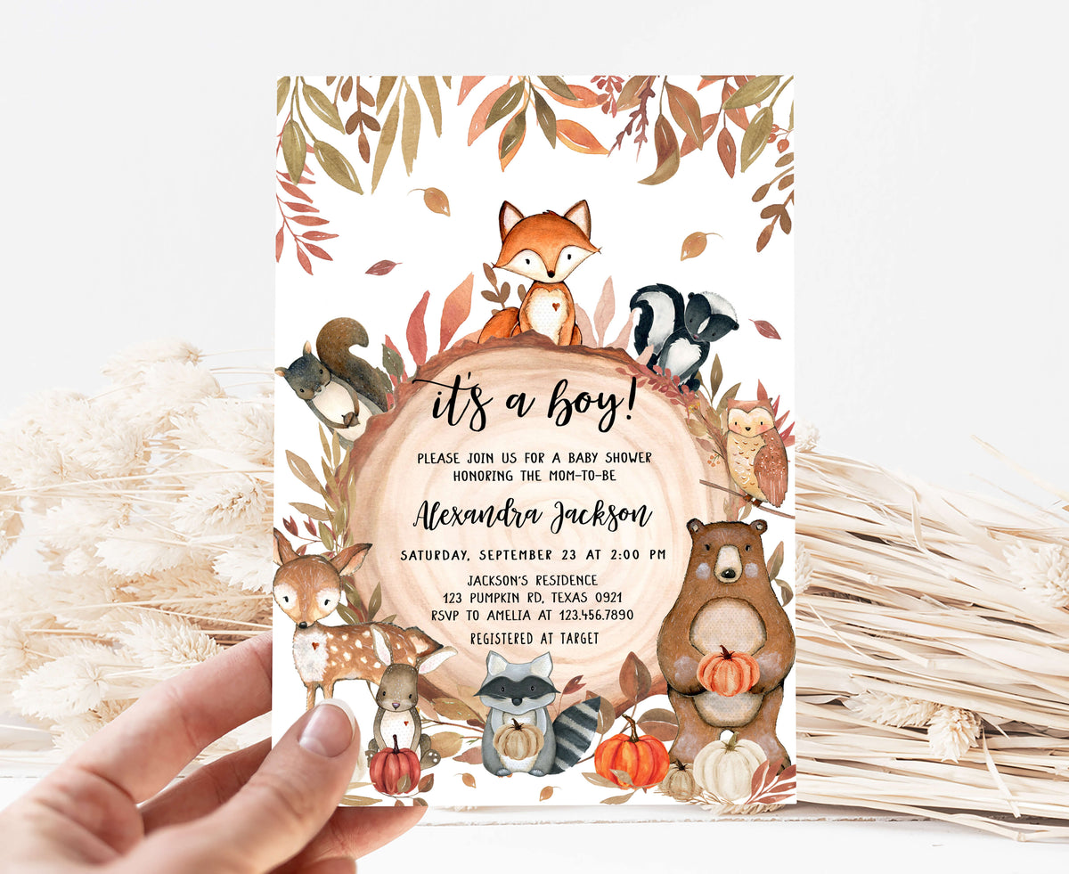 Editable Fall Woodland Baby Shower Invitation – Cuddle Palette Editable Fall Woodland Baby Shower Invitation – Cuddle Palette