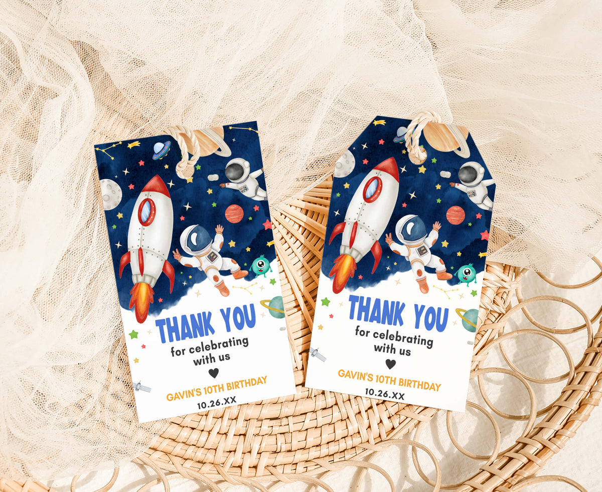 Editable Outer Space Birthday Party Favor Tag – Cuddle Palette