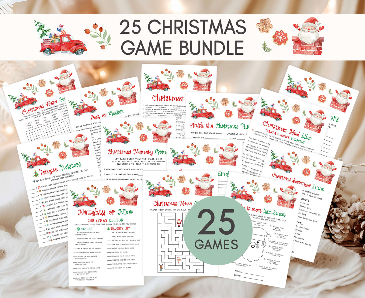 Christmas Party Games Bundle | Printable Holiday Game Pack for Familie ...