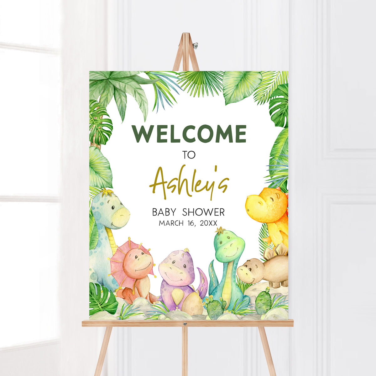 Editable Dinosaur Baby Shower Welcome Sign – Cuddle Palette