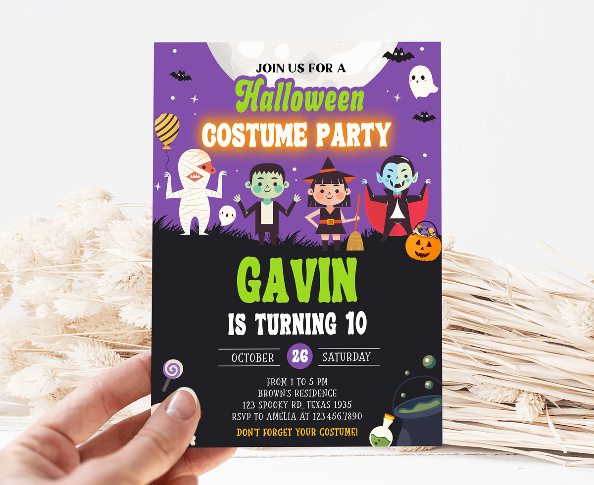 Editable Halloween Costume Party Birthday Invitation – Cuddle Palette