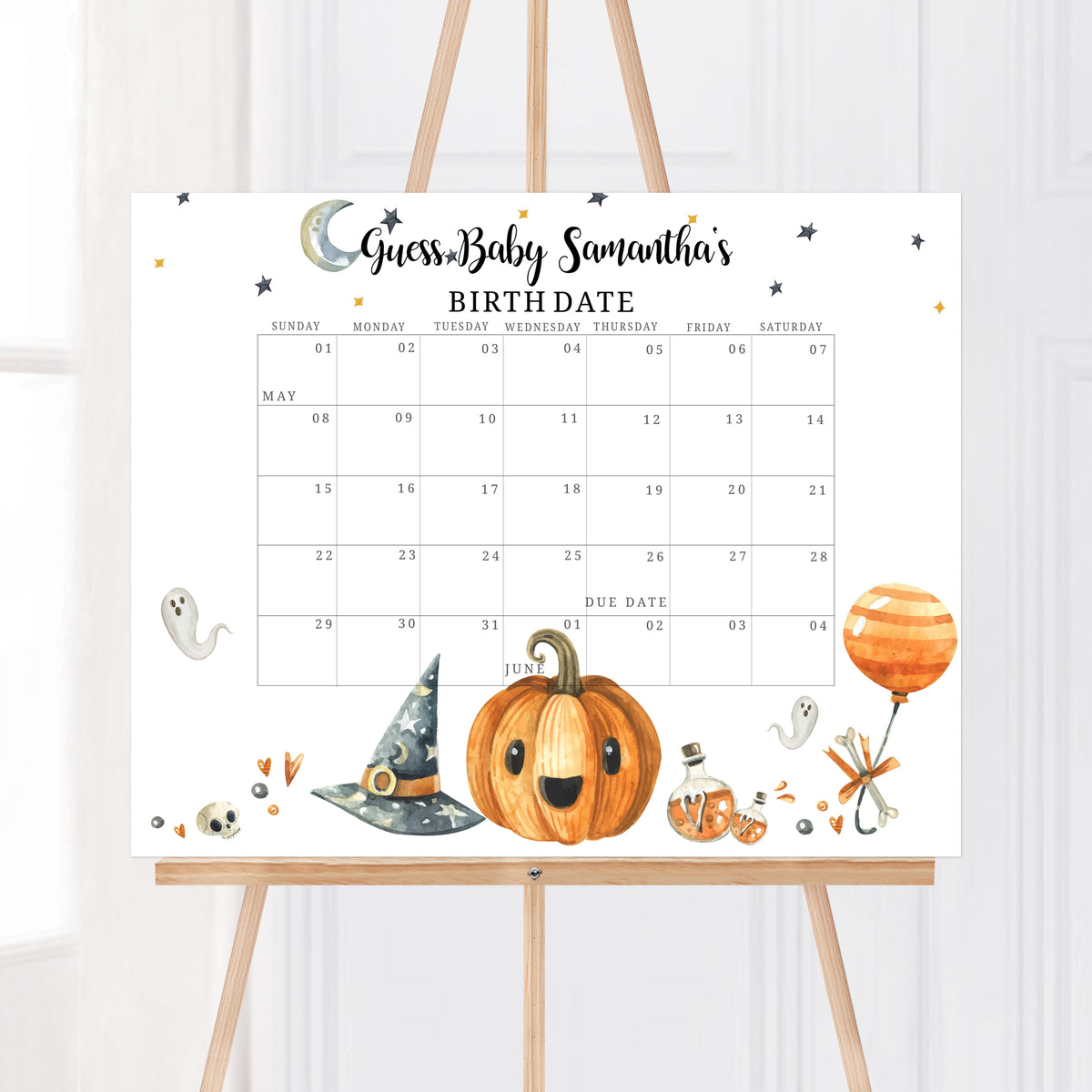 Editable Halloween Baby Shower Due Date Calendar – Cuddle Palette