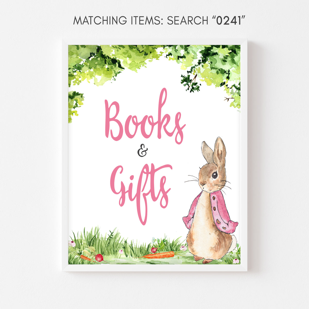 Pink Peter Rabbit Baby Shower Books and Gifts Sign – Cuddle Palette
