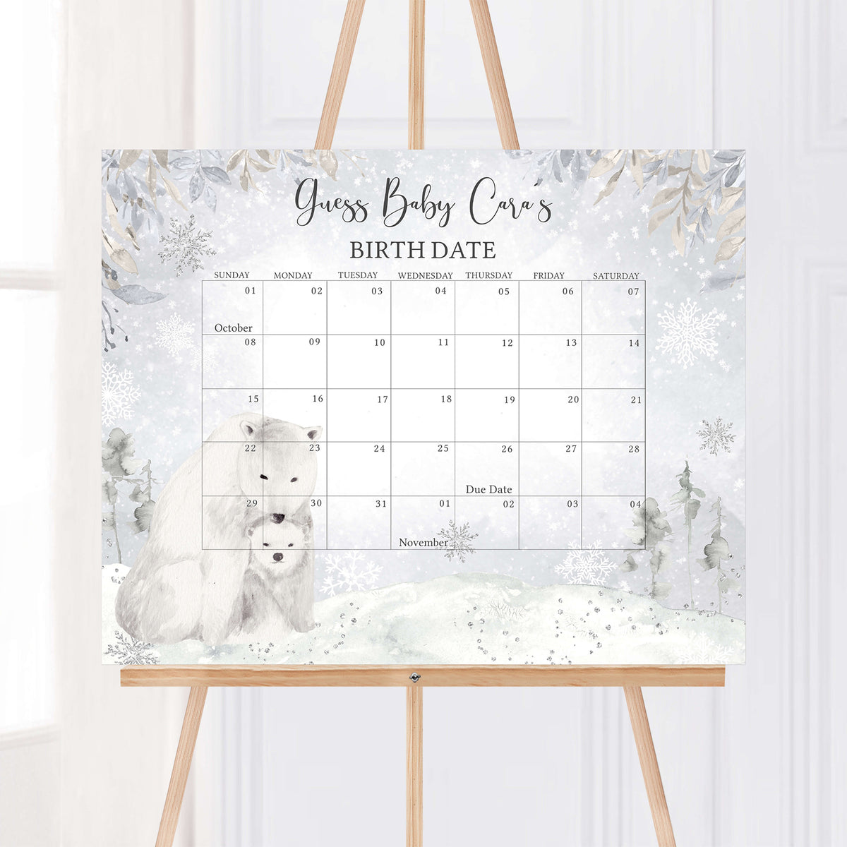 Polar Bear Shower Guess Baby Arrival Game Printable – Cuddle Palette