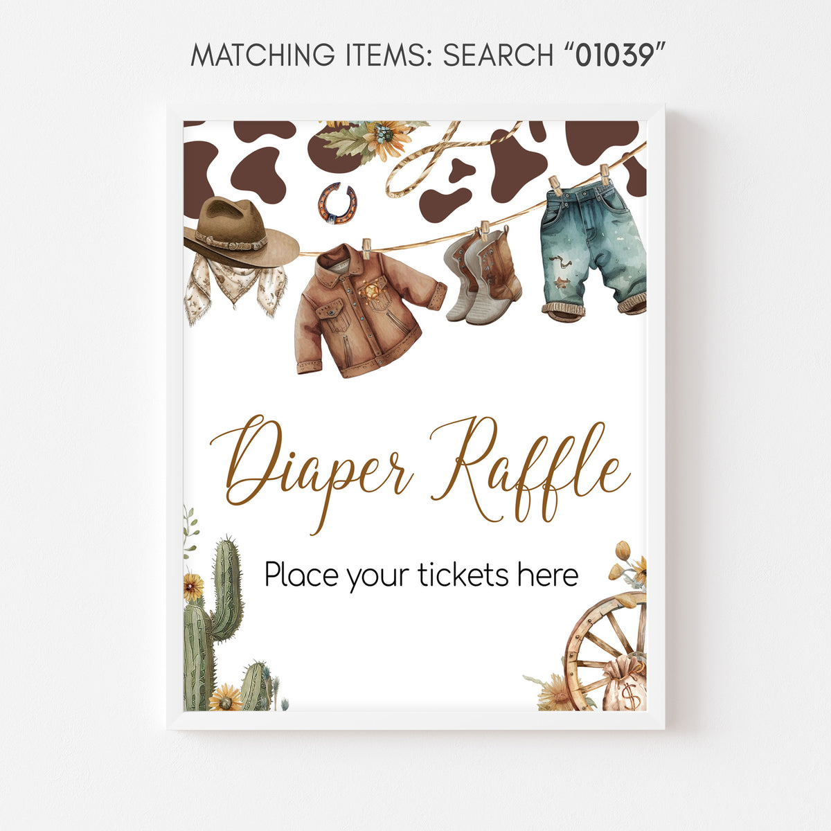A Little Cowboy Baby Shower Diaper Raffle Sign – Cuddle Palette