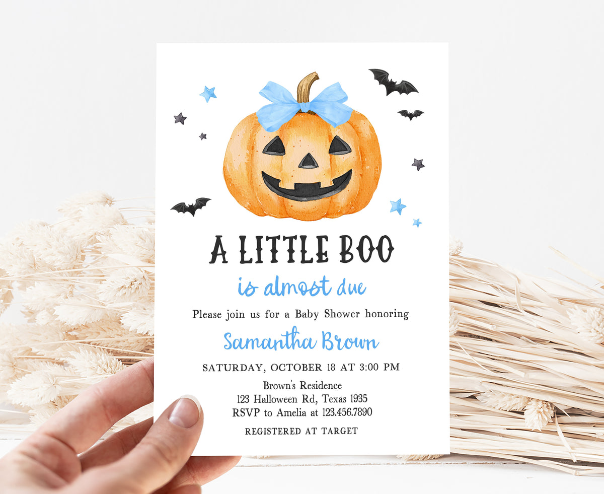 Editable Blue A Little Boo Baby Shower Invitation – Cuddle Palette