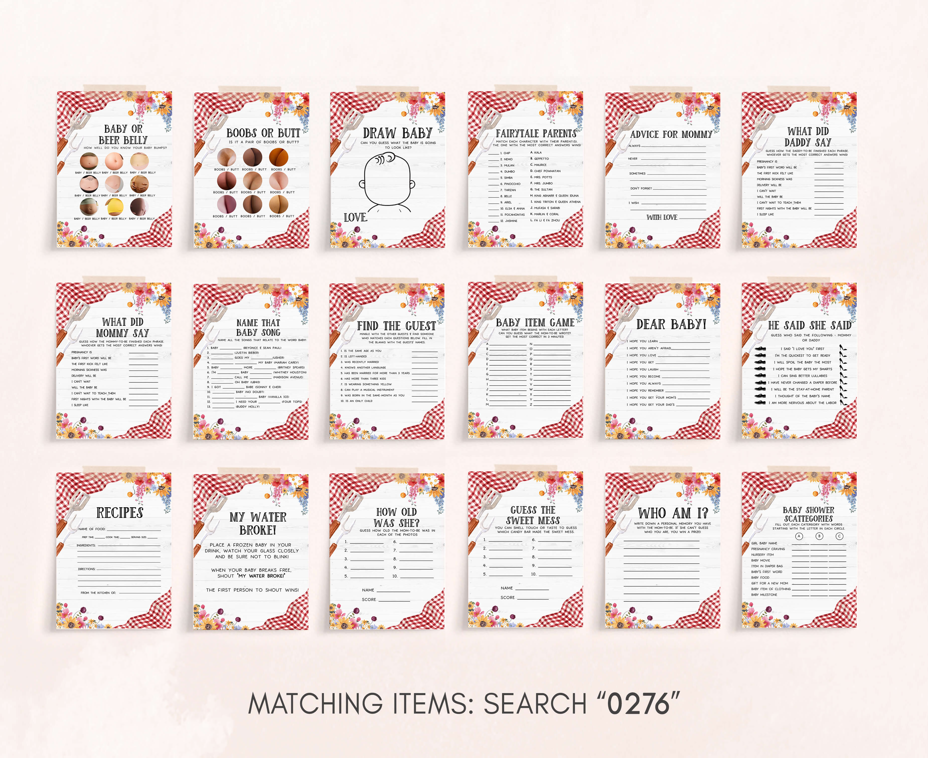 Editable Red Barbecue Baby Shower Games Bundle – Cuddle Palette