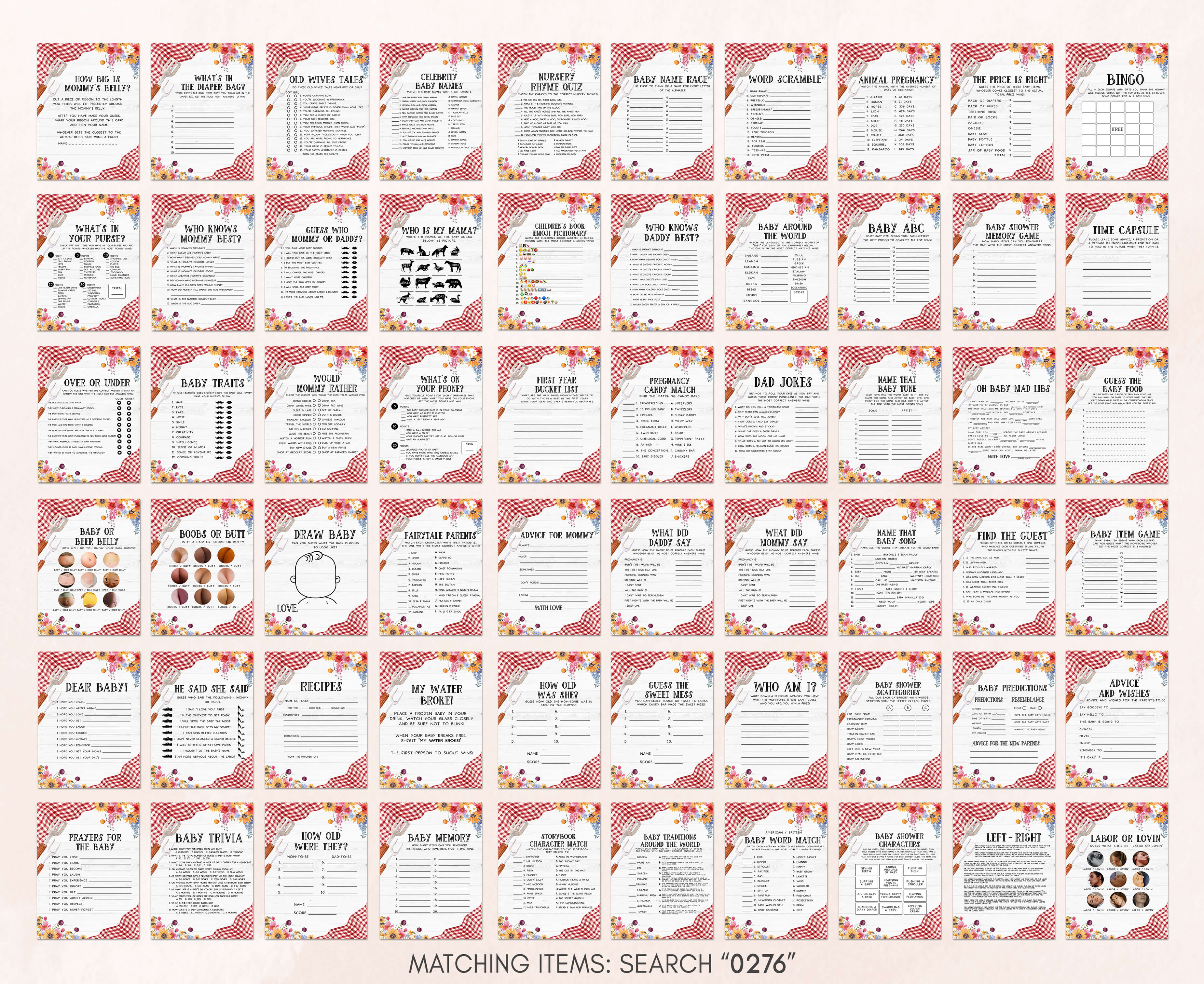 Editable Red Barbecue Baby Shower Games Bundle – Cuddle Palette