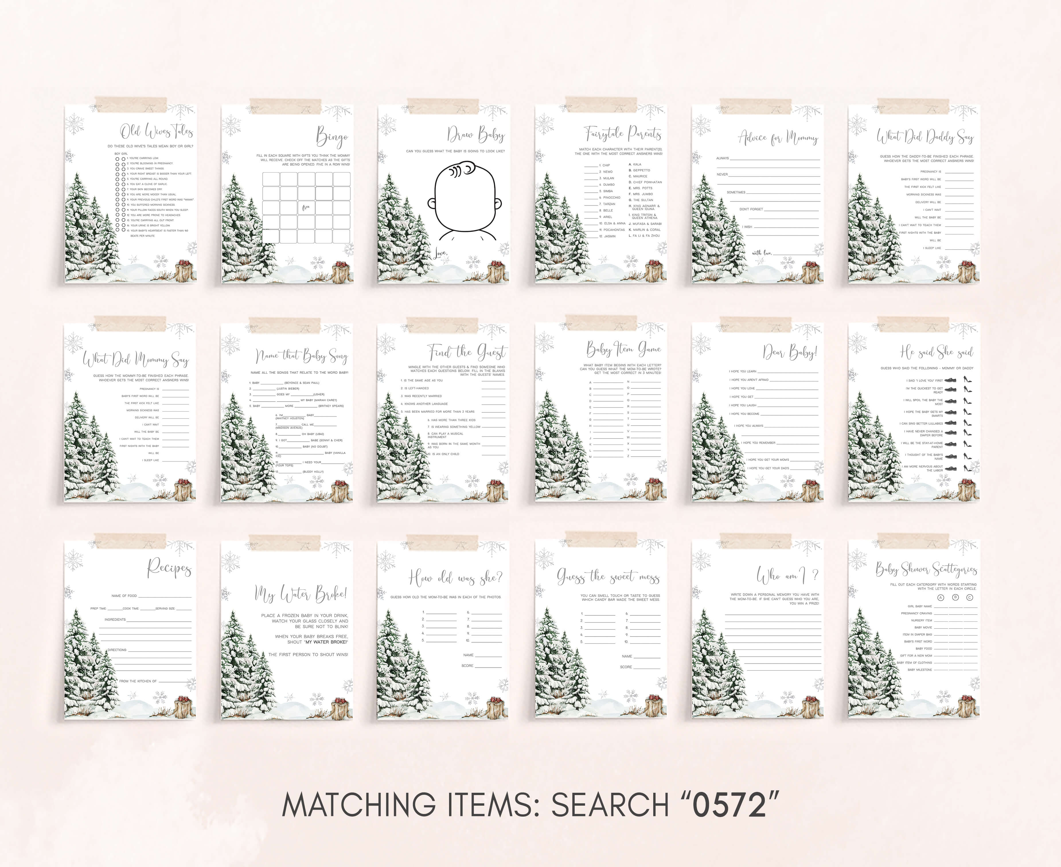 Editable Baby It’s Cold Outside Woodland Baby Shower Games Bundle ...