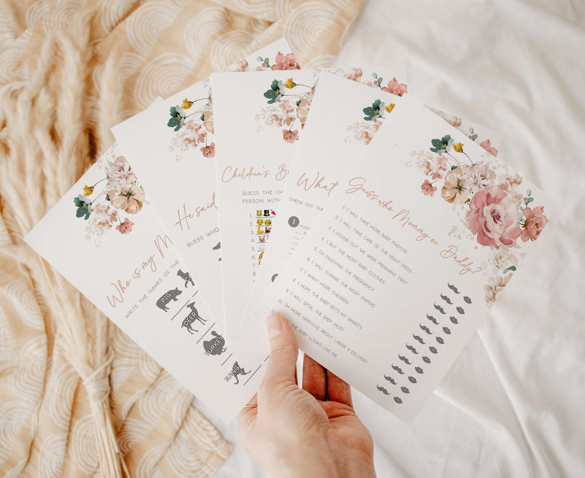 Girl Baby in Bloom Baby Shower Games Printable & Editable Templates ...