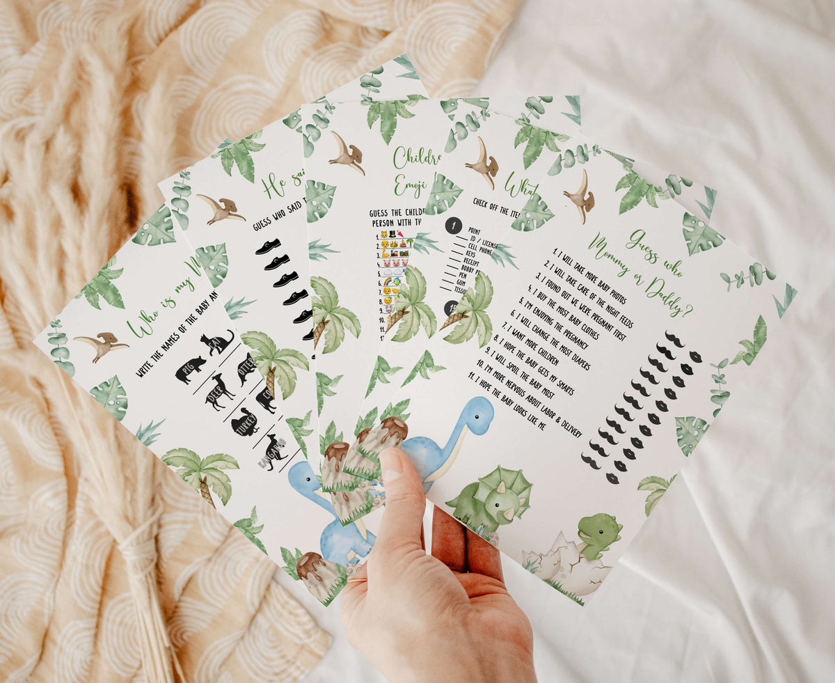 Editable Dinosaur Baby Shower Games Bundle – Cuddle Palette