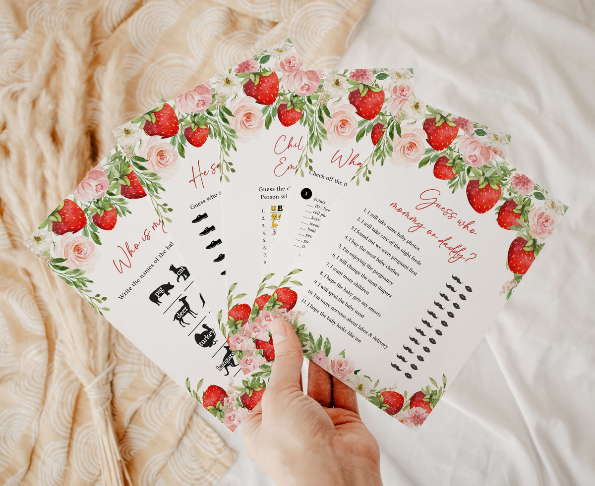 Editable Strawberry Baby Shower Games Bundle – Cuddle Palette