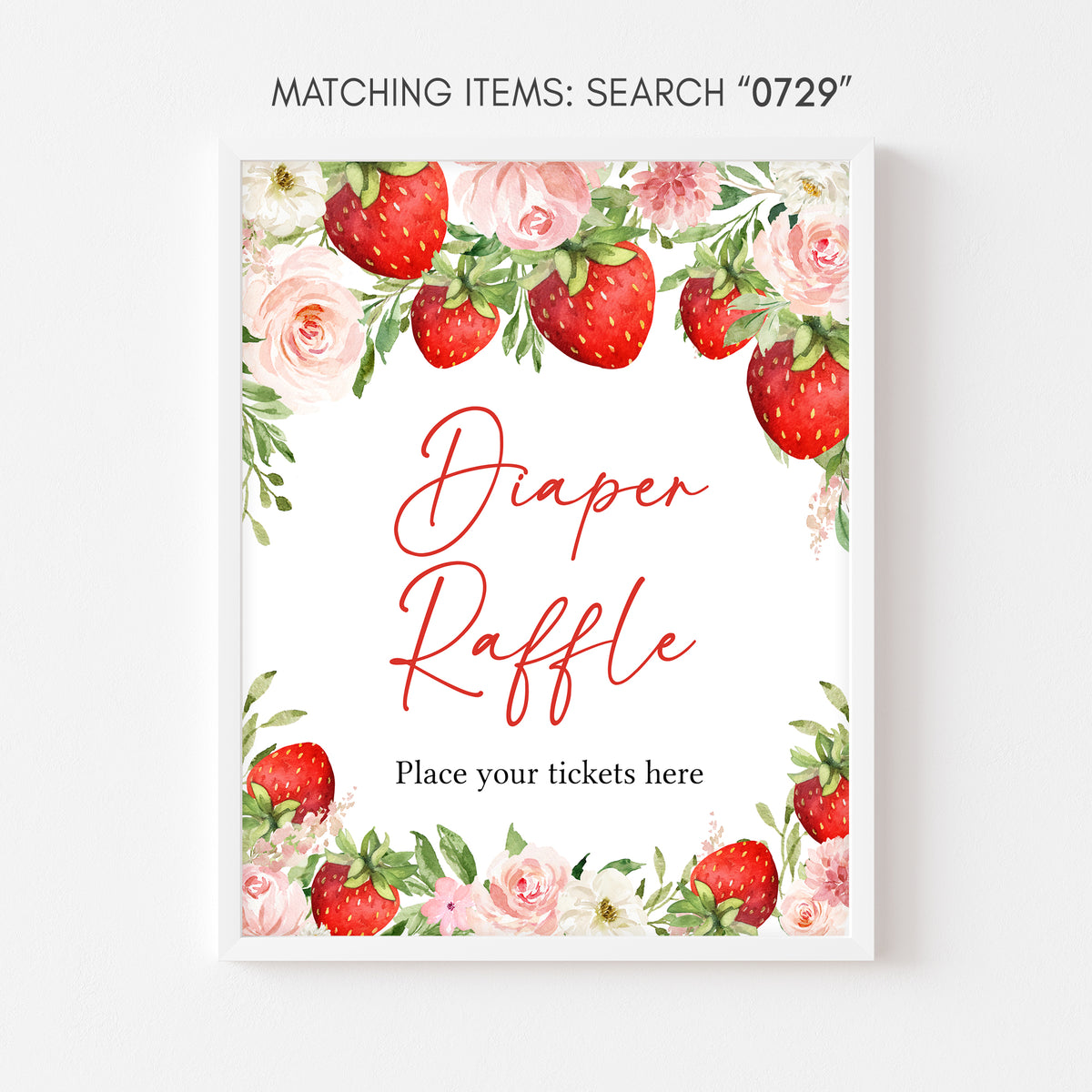 Strawberry Baby Shower Diaper Raffle Sign – Cuddle Palette