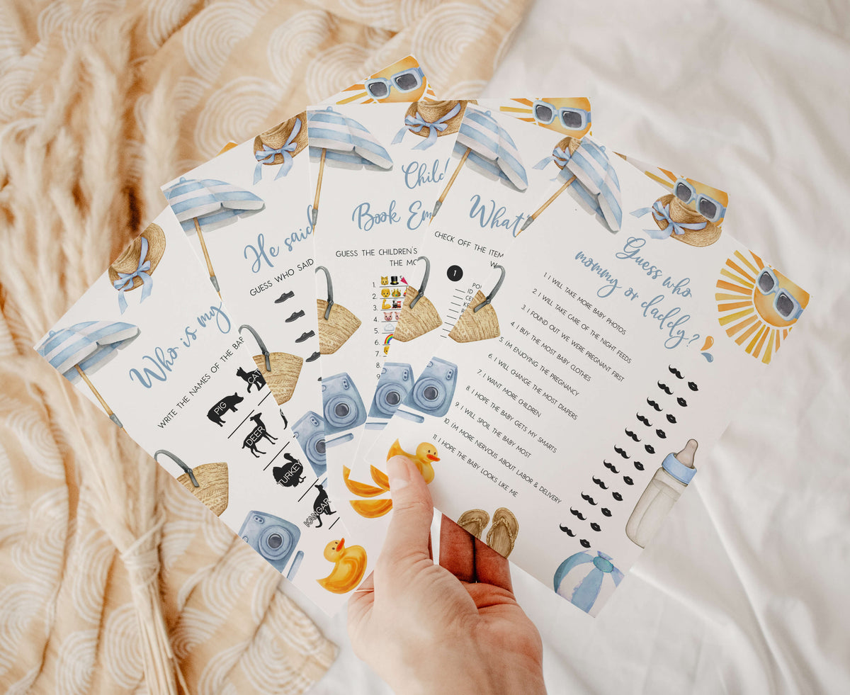 Editable Boy Splish Splash Baby Shower Games Bundle – Cuddle Palette