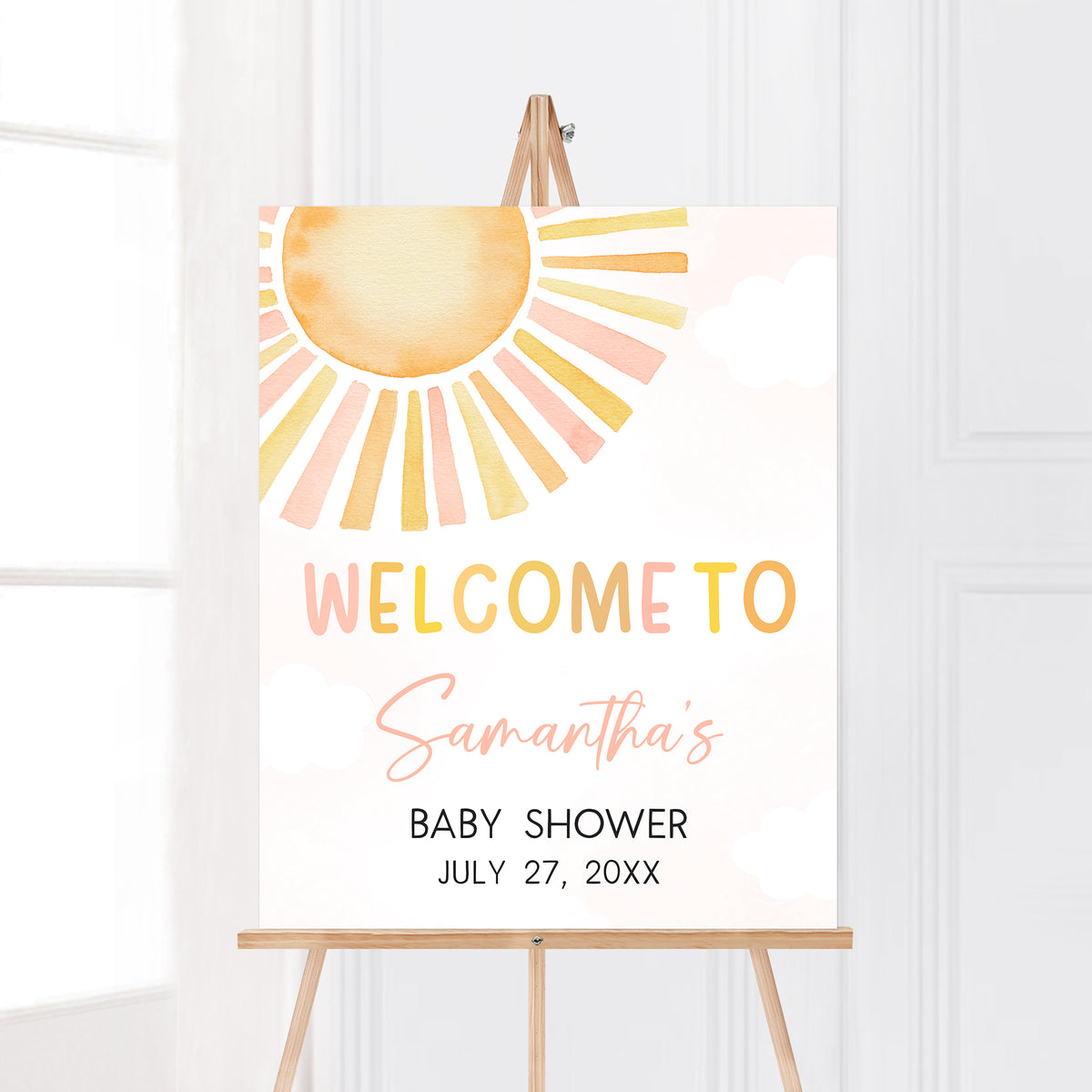 Editable Sunshine Baby Shower Welcome Sign – Cuddle Palette