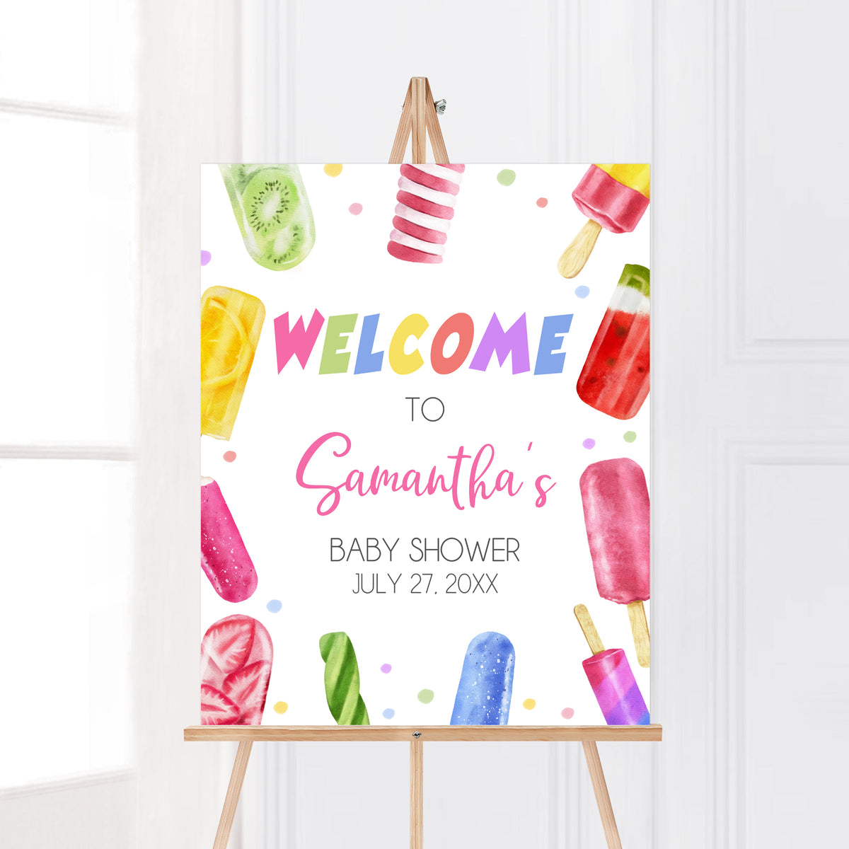 Editable Popsicle Baby Shower Welcome Sign – Cuddle Palette