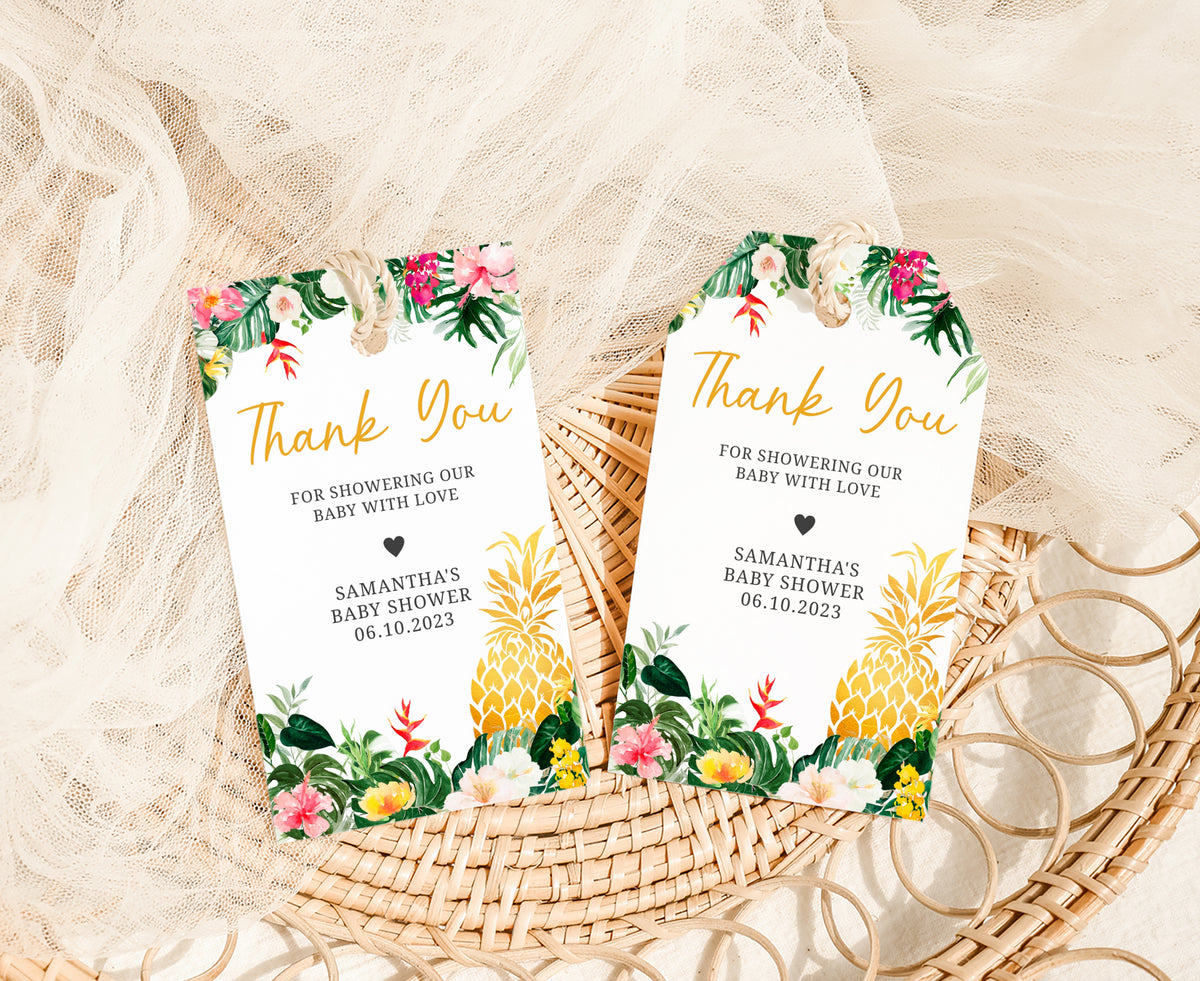 Editable Tropical Aloha Baby Shower Favor Tag – Cuddle Palette