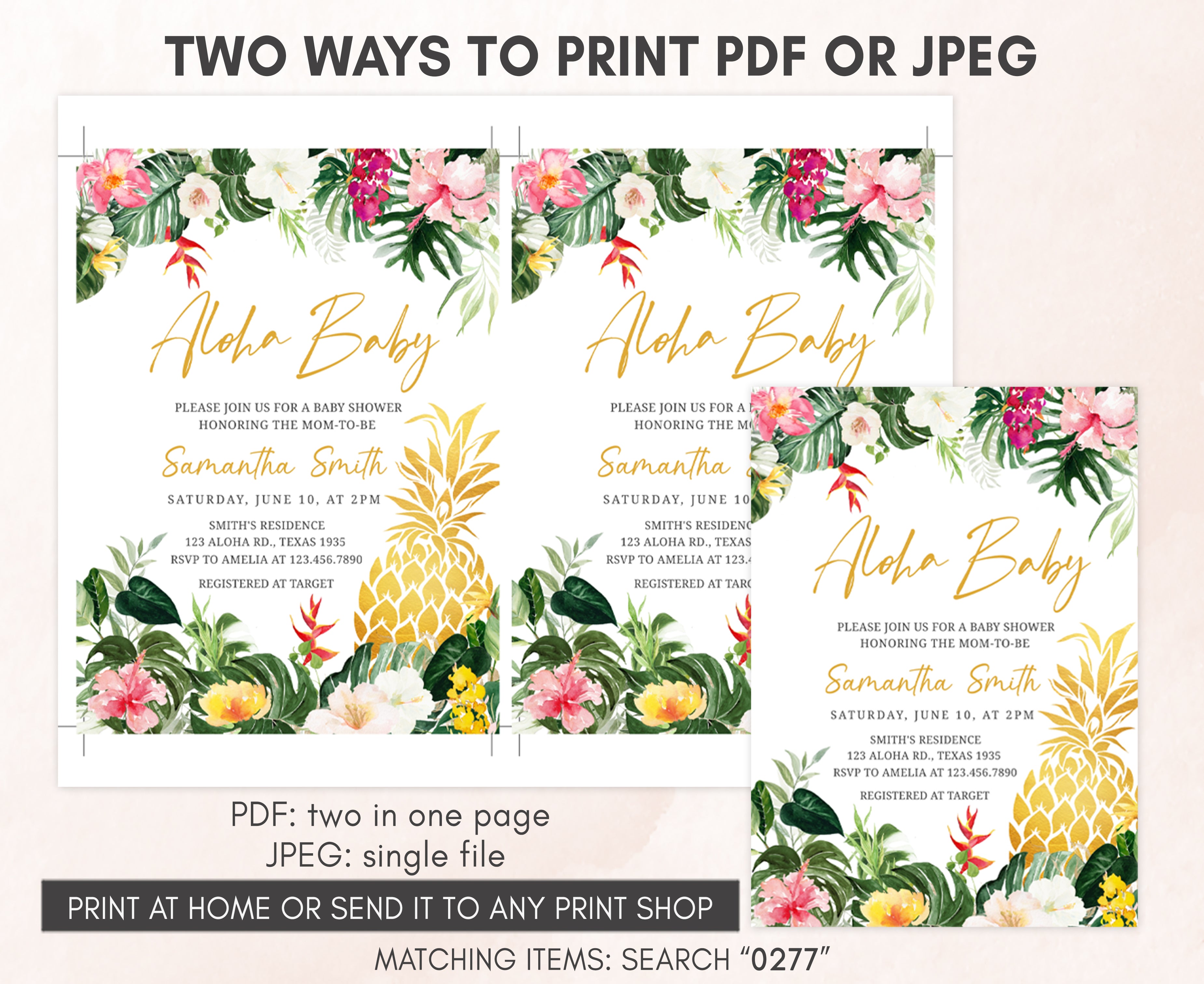Editable Tropical Aloha Baby Shower Invitation – Cuddle Palette