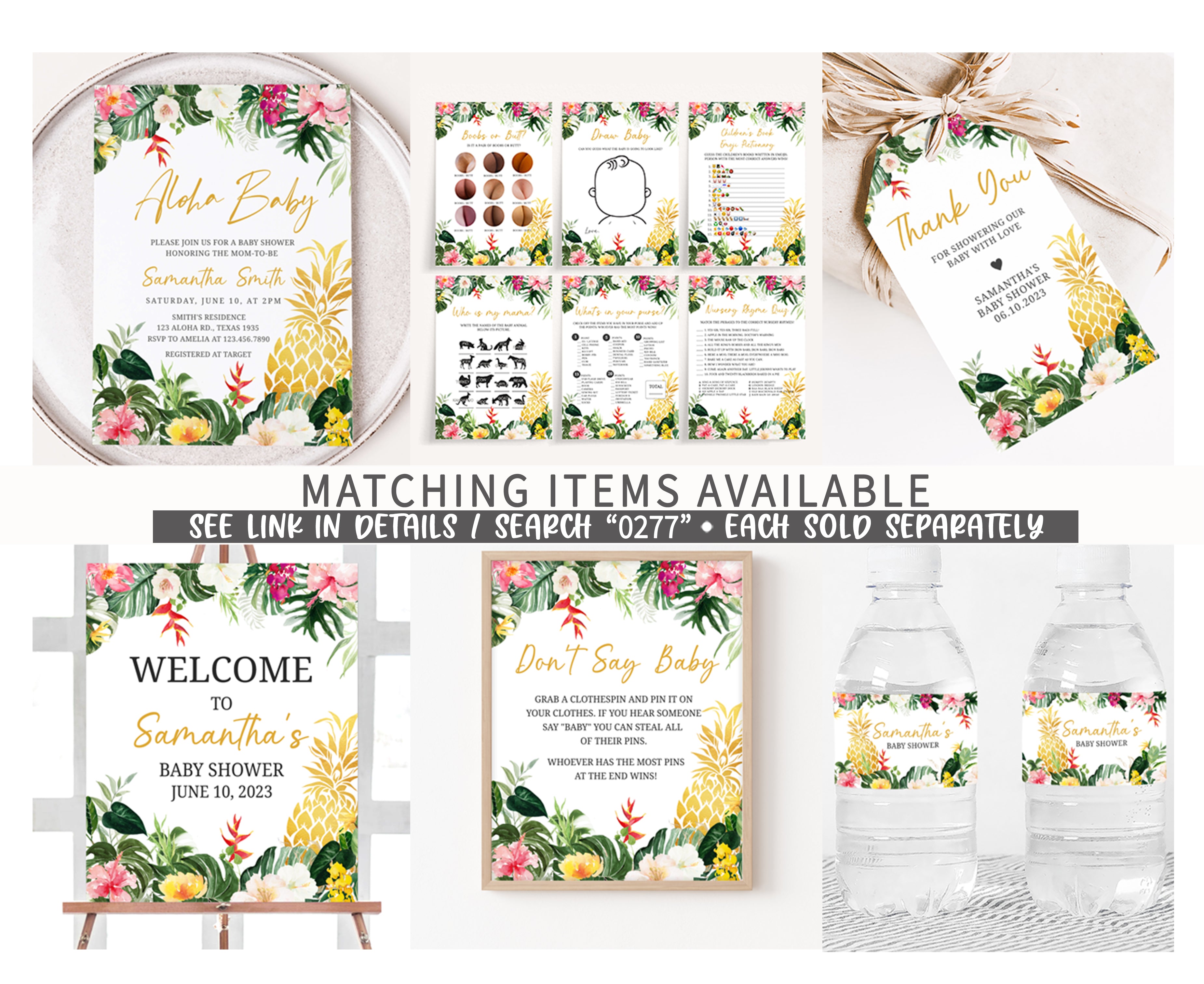 Editable Tropical Aloha Baby Shower Invitation – Cuddle Palette