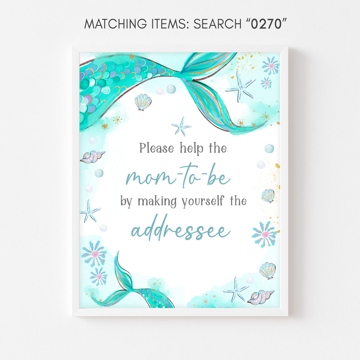 Blue Little Mermaid Baby Shower Envelope Station Sign – Cuddle Palette