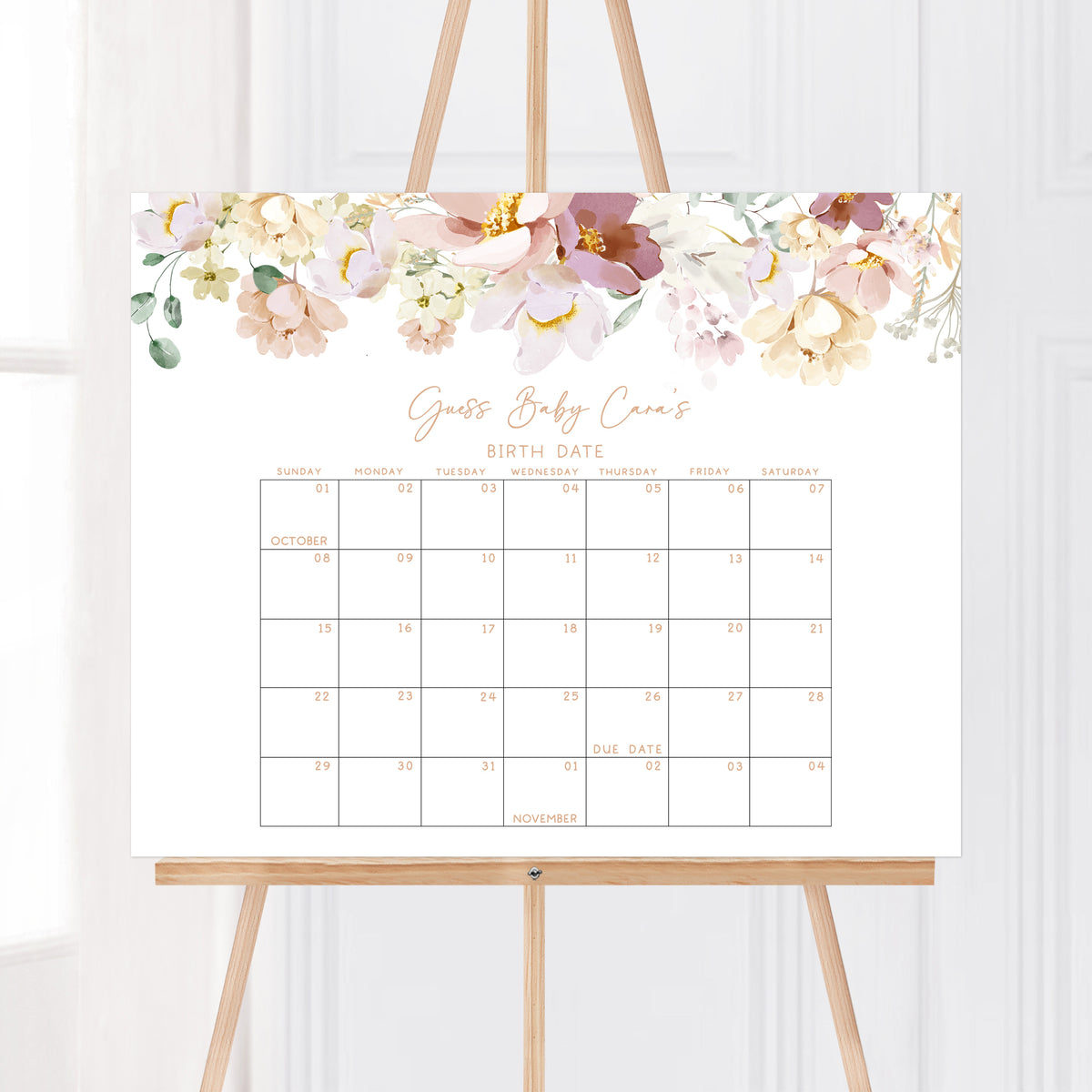Spring Baby in Bloom Theme Baby Shower Due Date Calendar Game – Cuddle ...