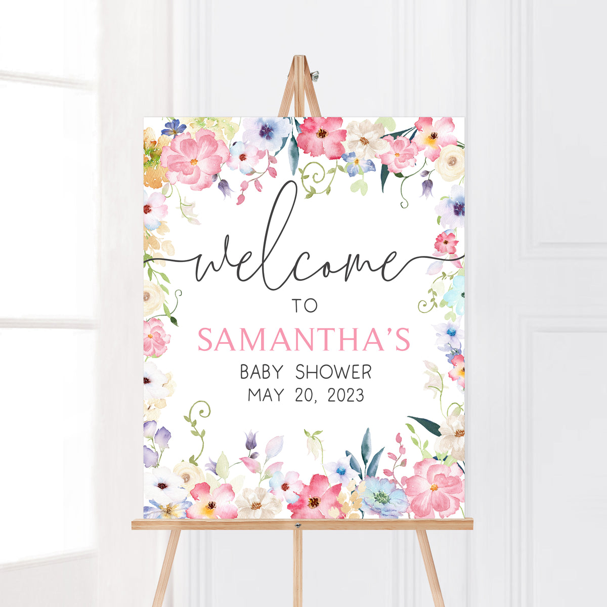 Floral Baby Shower Printable Welcome Sign – Cuddle Palette