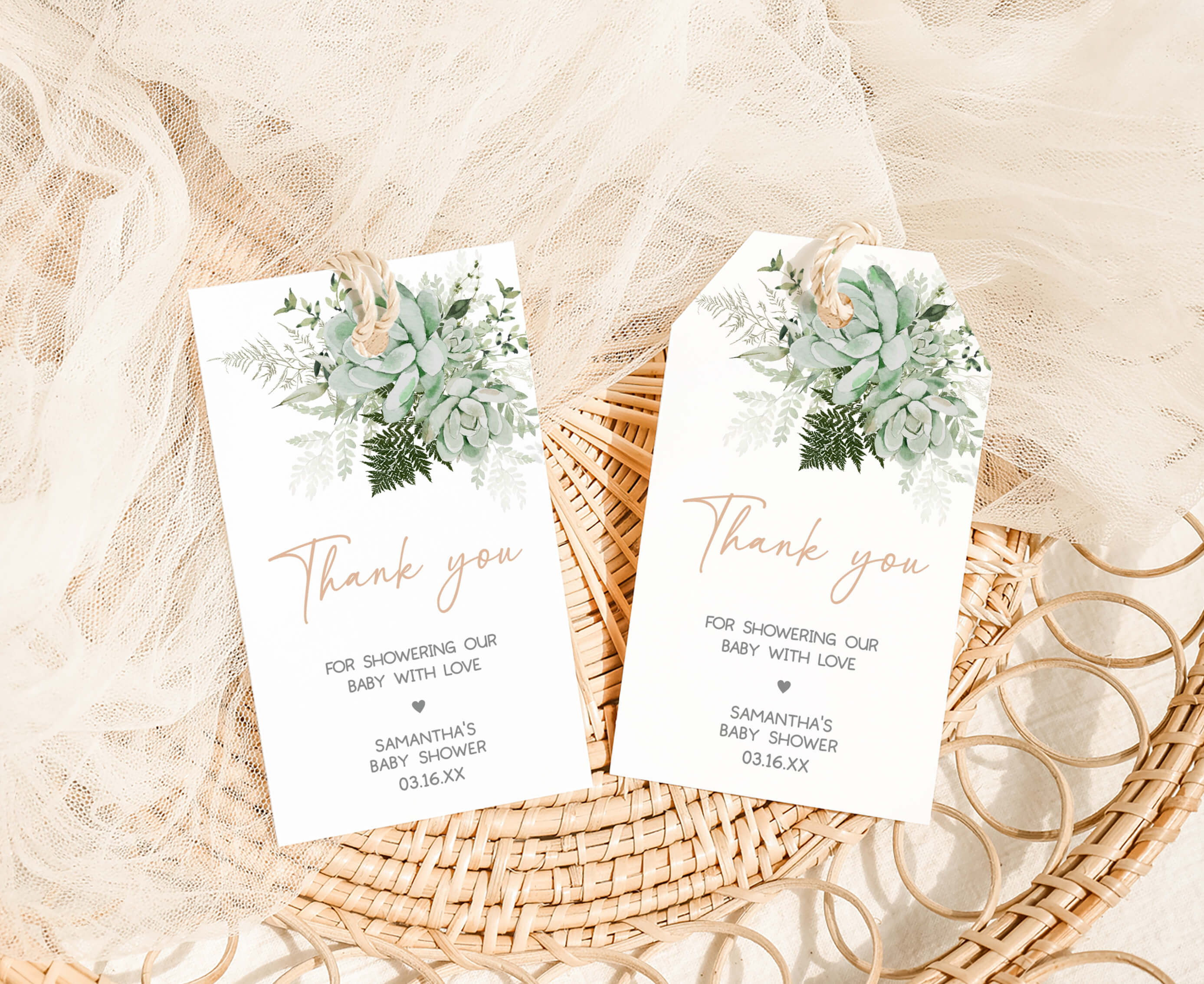 Baby in Bloom Succulent Party Favor Tags Printable – Cuddle Palette