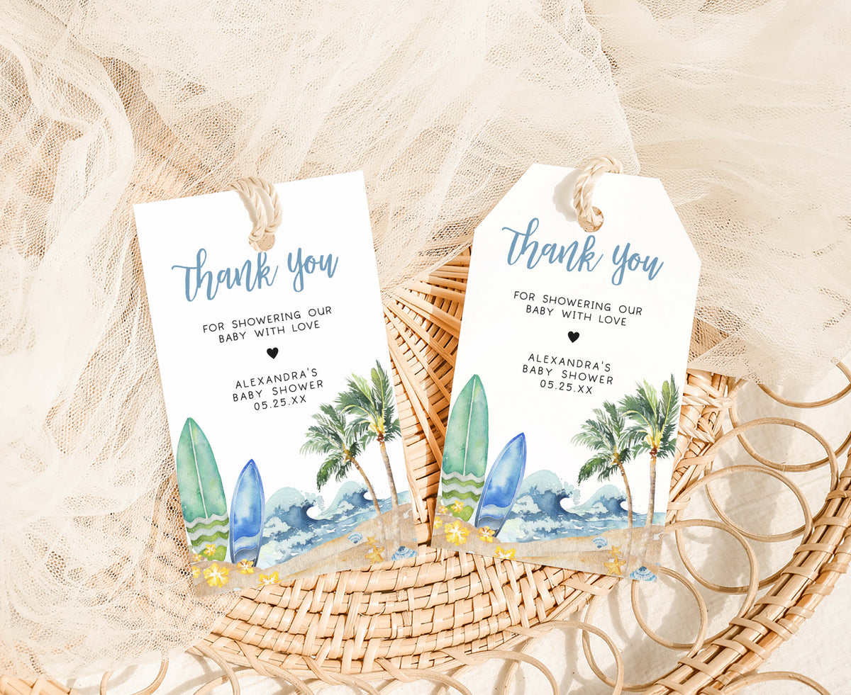 Surf Board Party Favor Tags Printable – Cuddle Palette