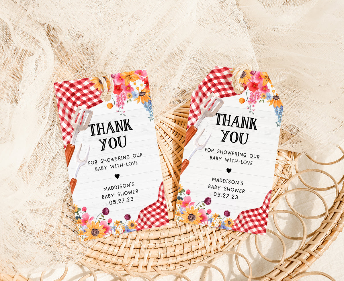 Editable Red Barbecue Baby Shower Favor Tag – Cuddle Palette