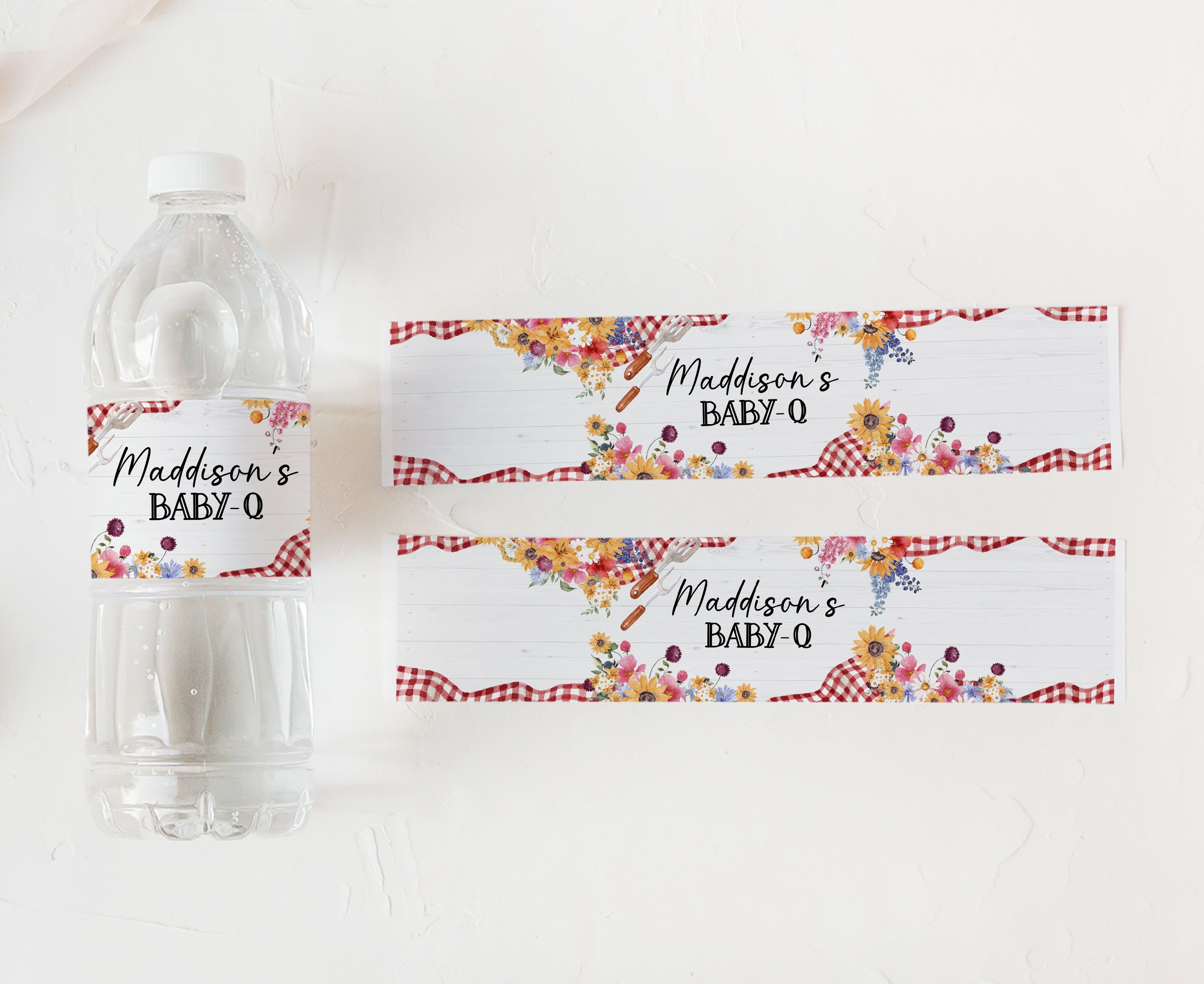 Editable Red Barbecue Baby Shower Bottle Label – Cuddle Palette