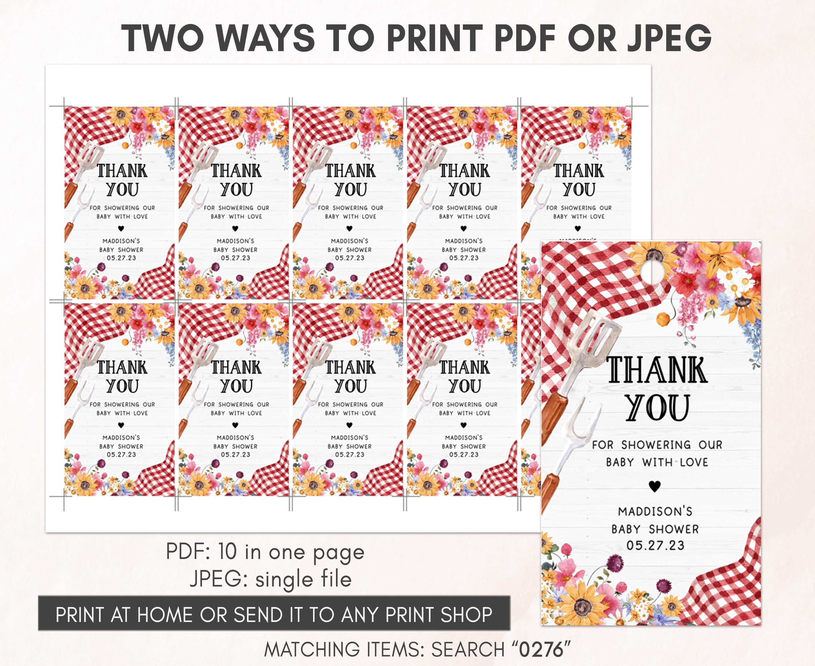 Editable Red Barbecue Baby Shower Favor Tag – Cuddle Palette