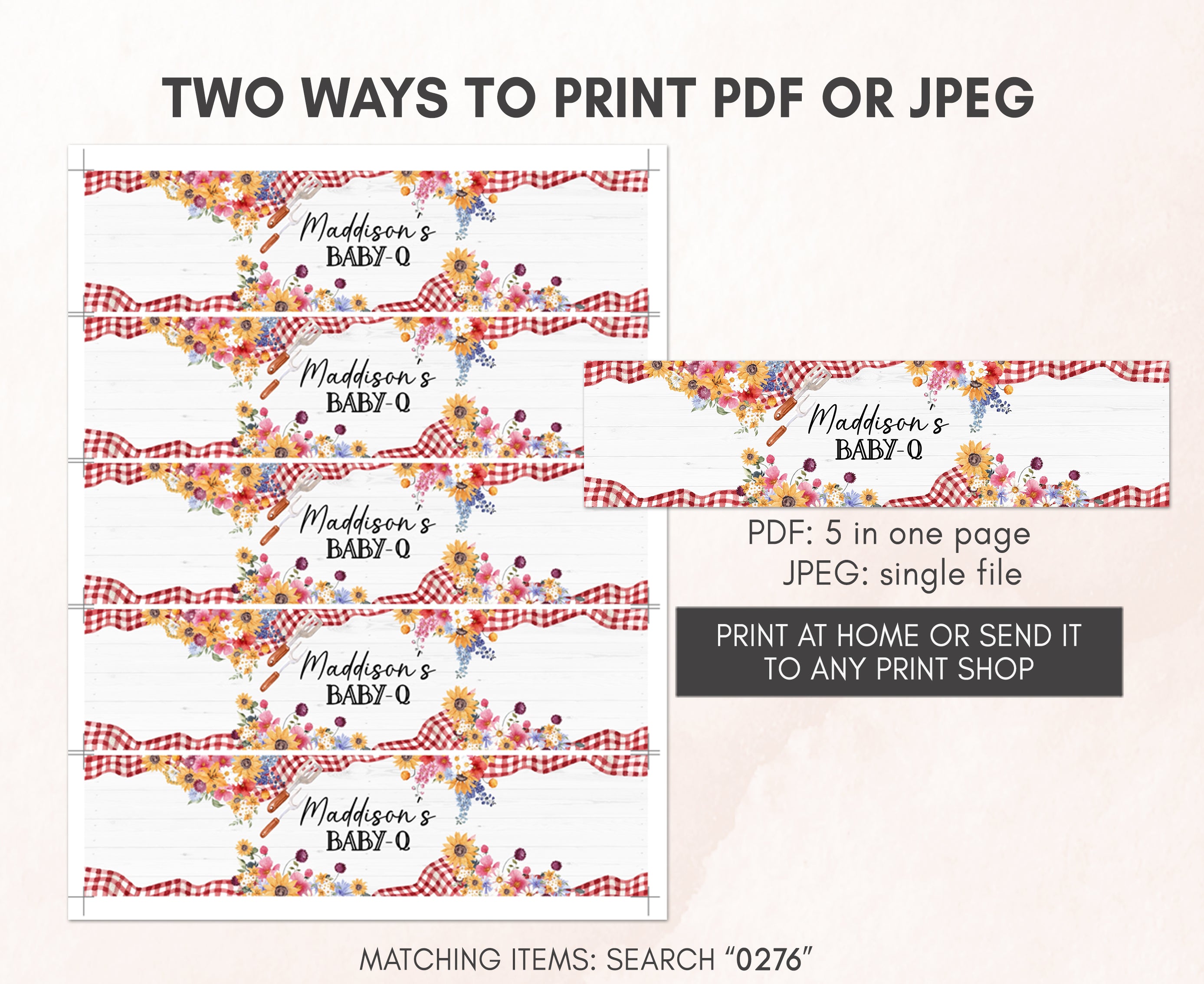 Editable Red Barbecue Baby Shower Bottle Label – Cuddle Palette