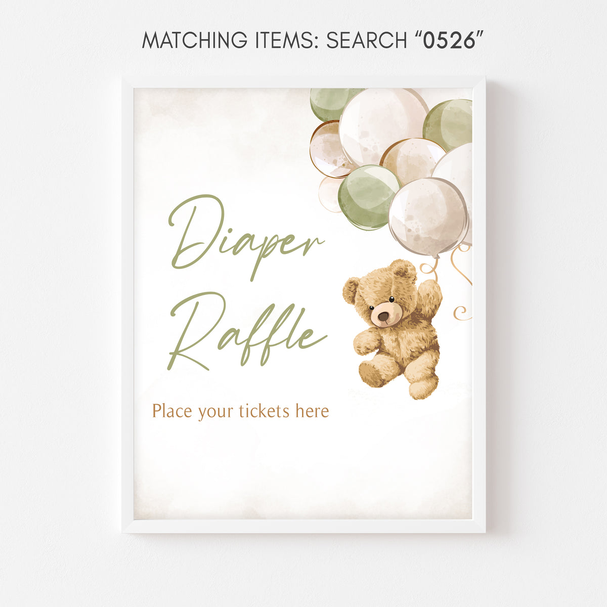 Gender Neutral Bear Baby Shower Diaper Raffle Sign – Cuddle Palette