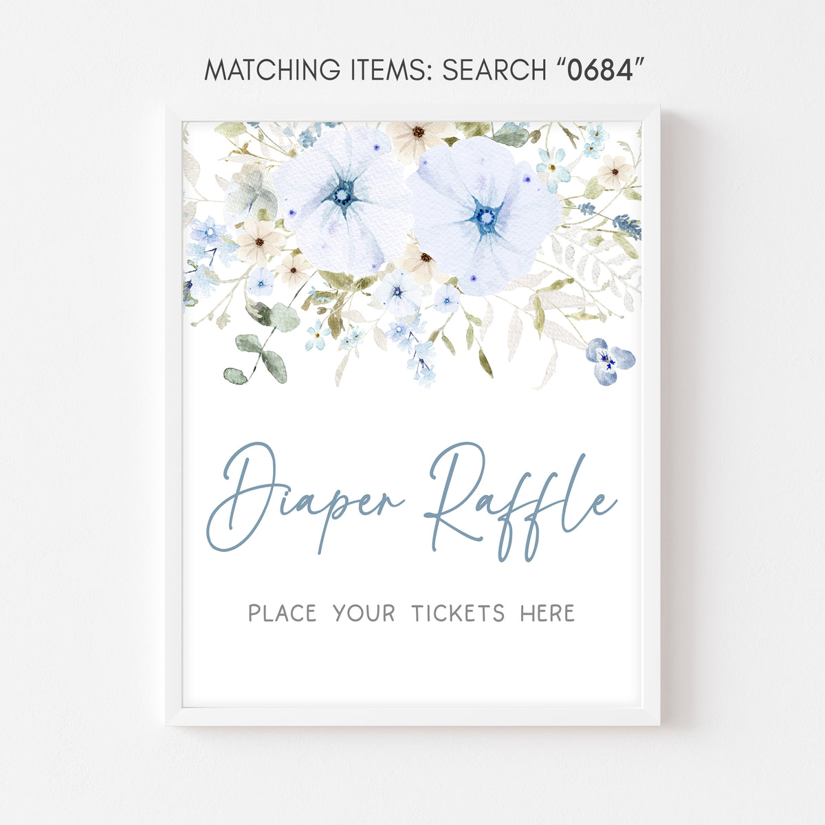Blue Baby in Bloom Baby Shower Diaper Raffle Sign – Cuddle Palette