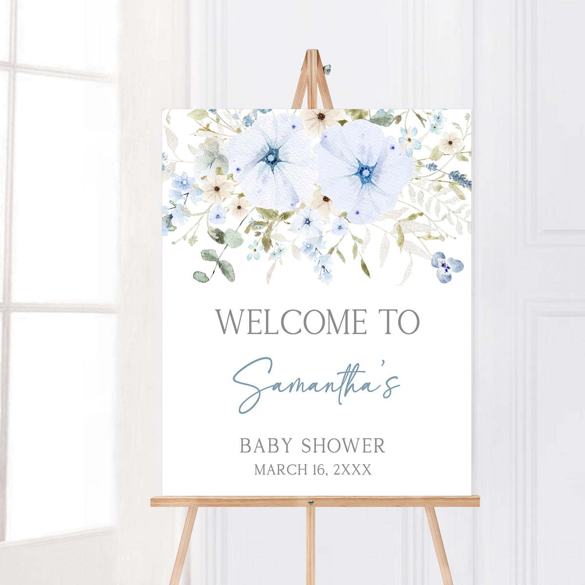 Boy Wildflower Party Welcome Poster Editable Template – Cuddle Palette