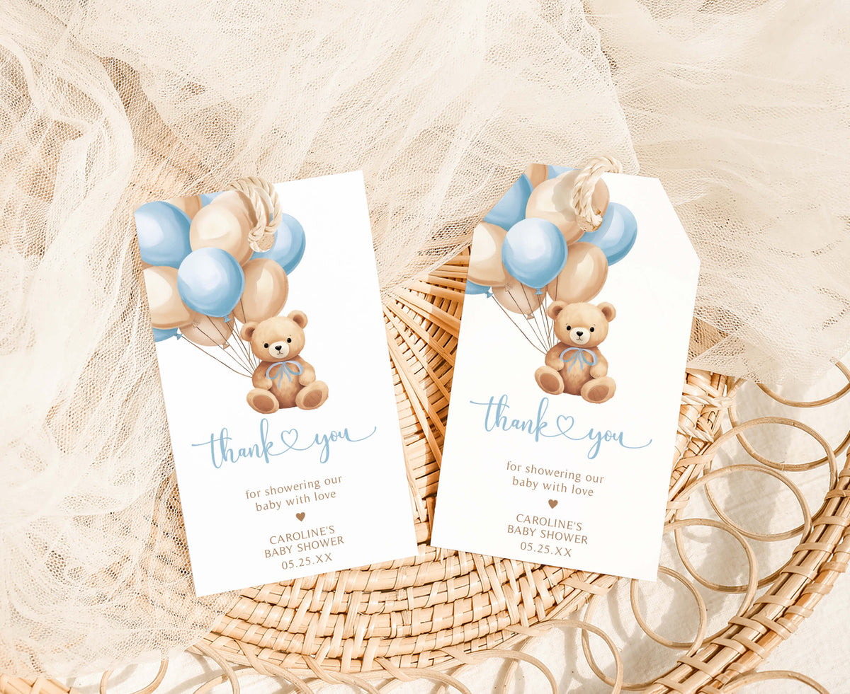 Printable Thank You Favor Tag for Blue Bear Balloon Party – Cuddle Palette