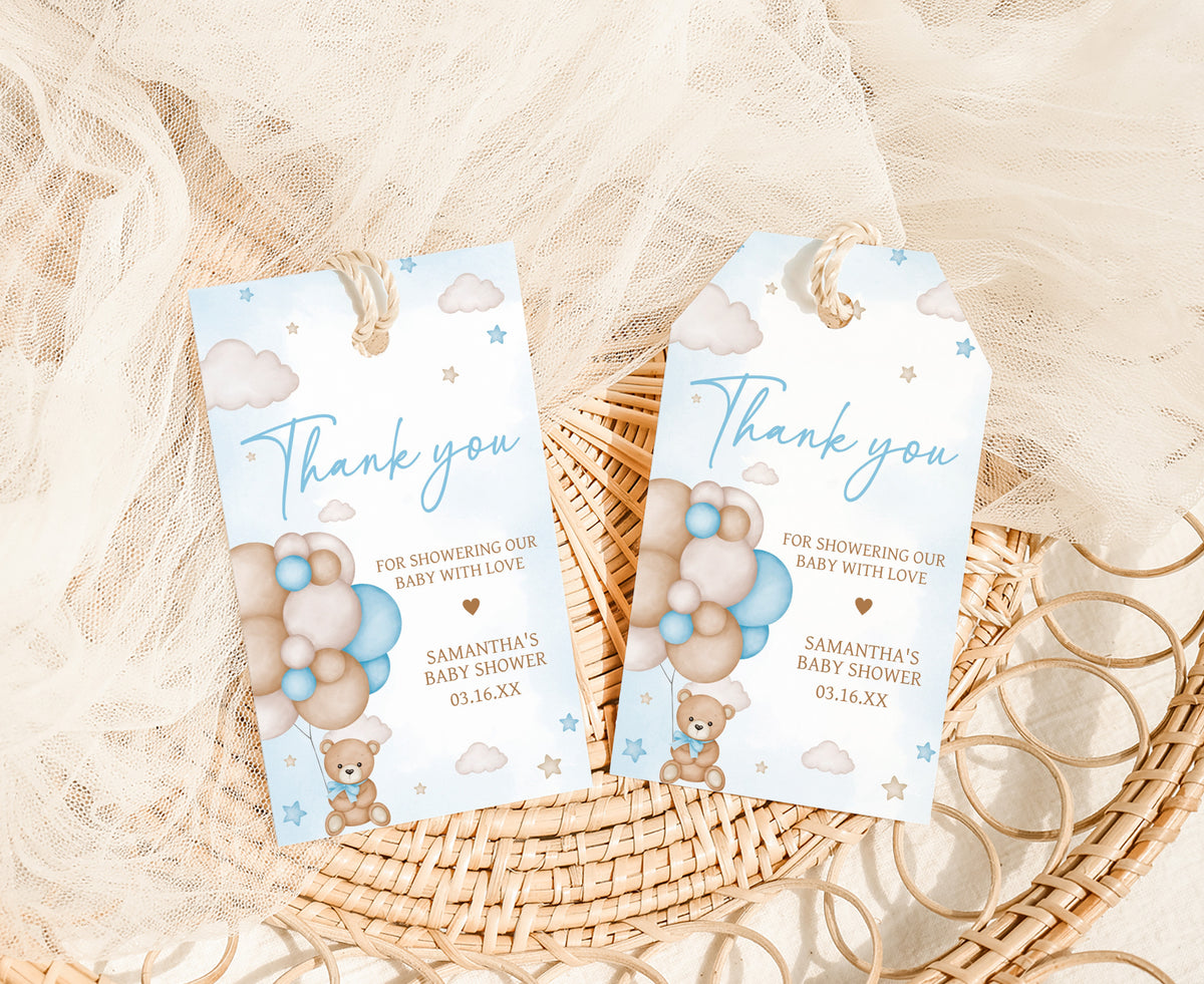 Printable Favor Tag for Boy Balloon Bear Baby Shower – Cuddle Palette