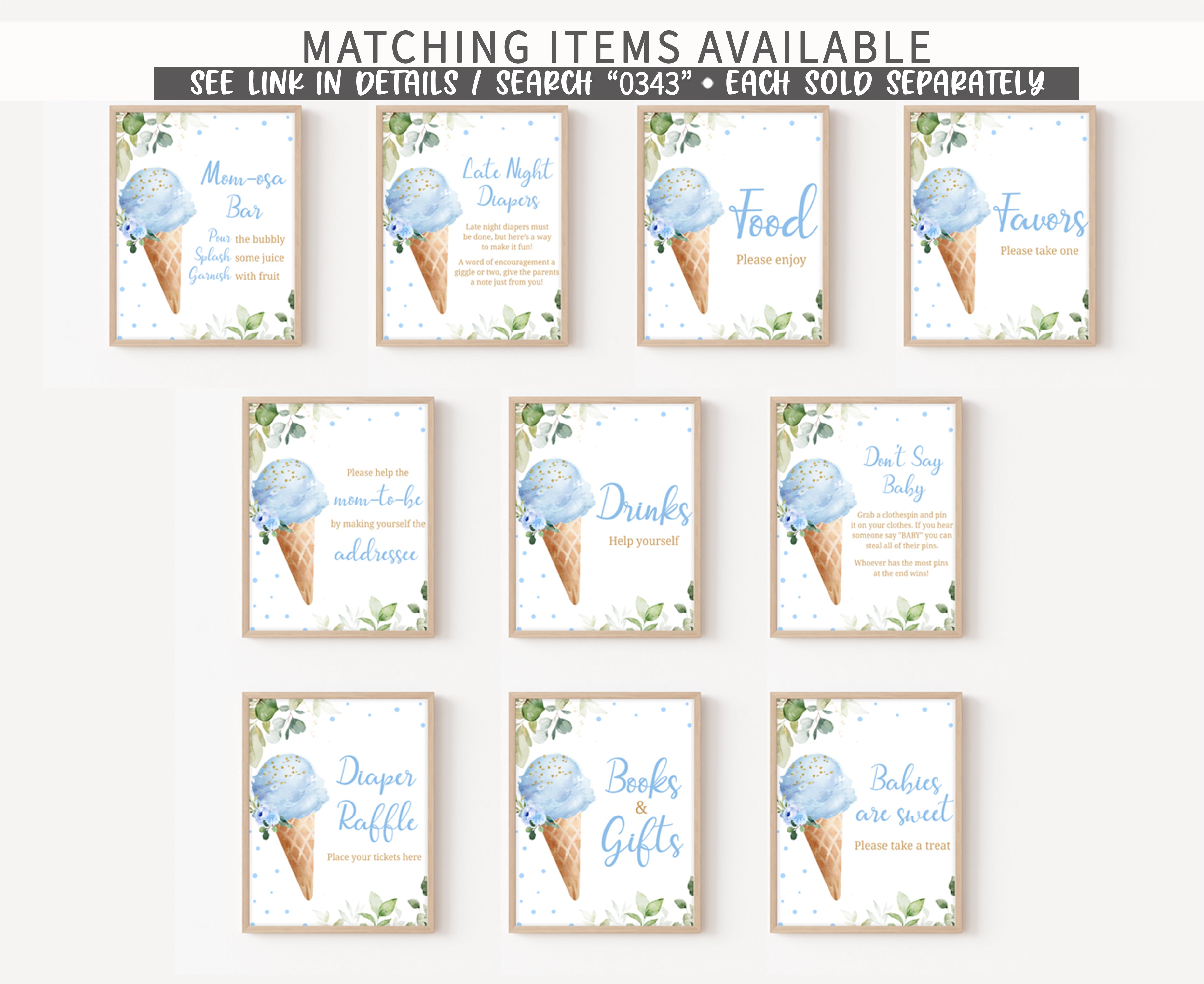 Editable Blue Ice Cream Baby Shower Games Bundle – Cuddle Palette