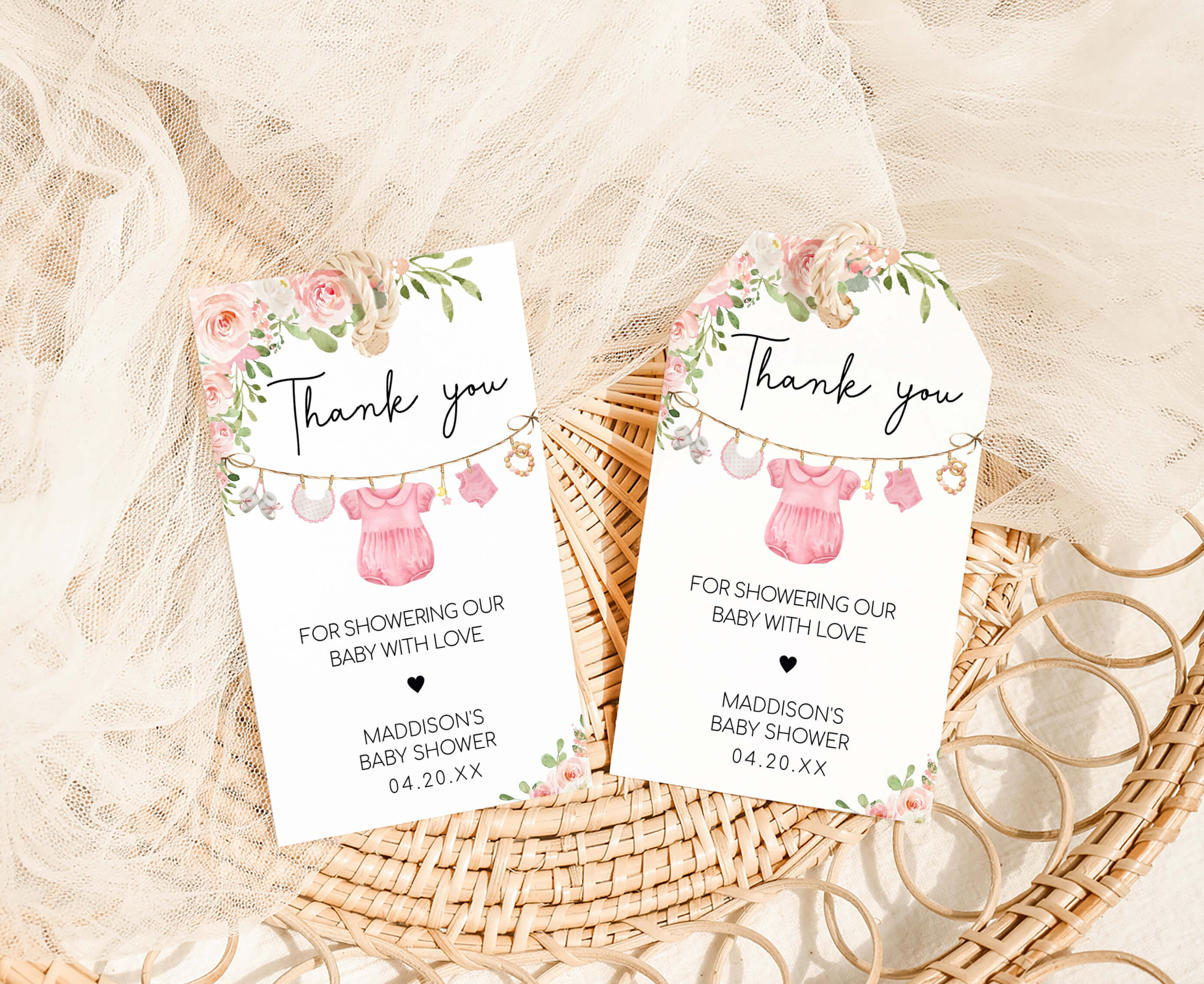 Editable Girl Baby Clothes Baby Shower Favor Tag – Cuddle Palette