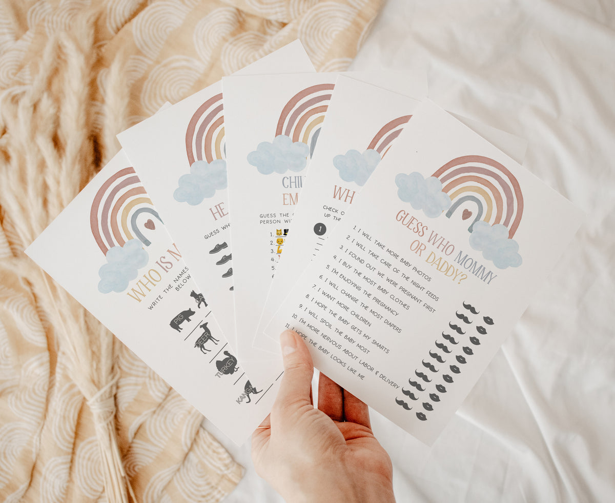 Editable Pastel Rainbow Baby Shower Games Bundle – Cuddle Palette