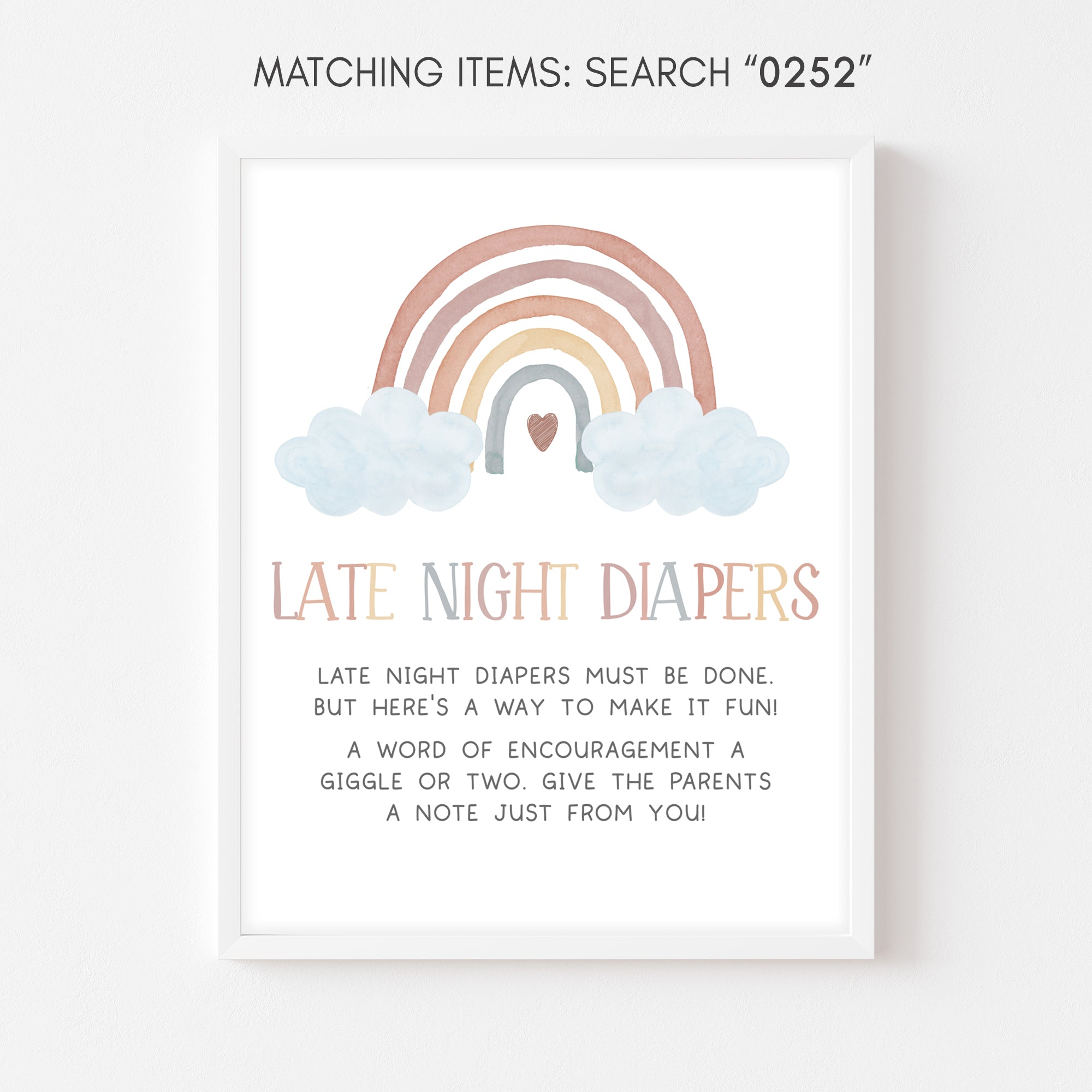 Pastel Rainbow Baby Shower Late Night Diapers Sign – Cuddle Palette