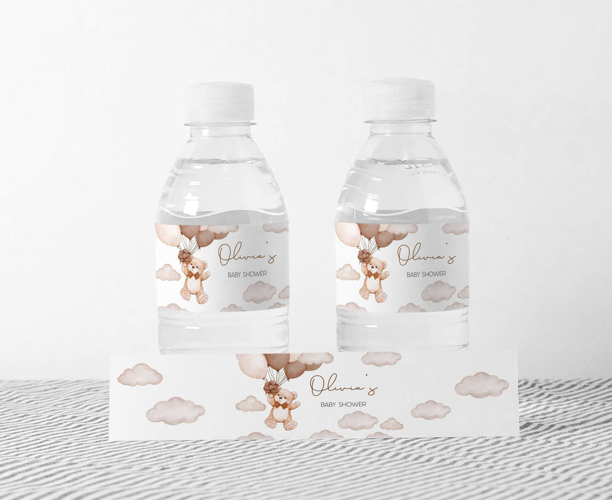 Editable Brown Bear Baby Shower Bottle Label – Cuddle Palette