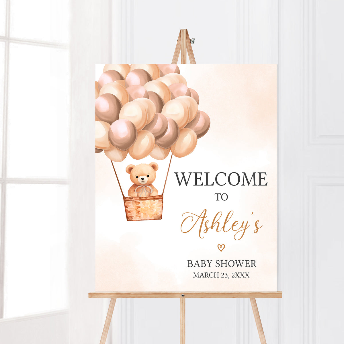 Printable Bear Hot Air Balloon Welcome Sign for Boho Party – Cuddle Palette