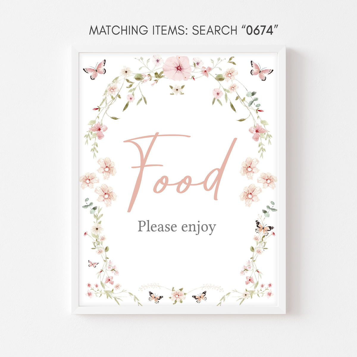 Printable Food Sign with Floral Butterfly – Cuddle Palette